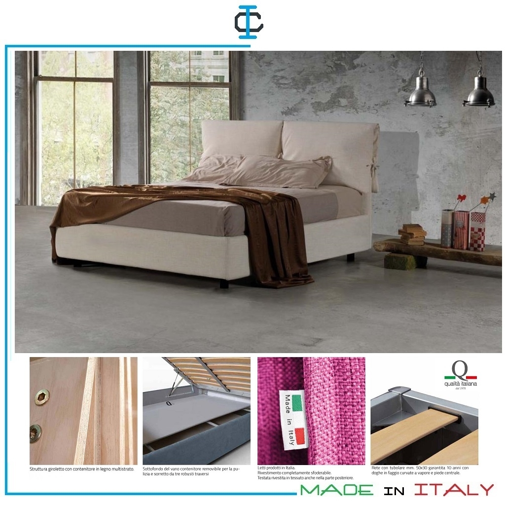 Letti Imbottiti Bologna matrimoniali mod. Vienna art. SAVI169. Letti sfoderabili rivestiti in ...
