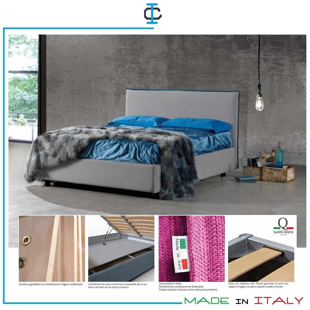 Letto imbottito Morfeo 1 piazza e mezza Contenitore S art. SAMOR129CS