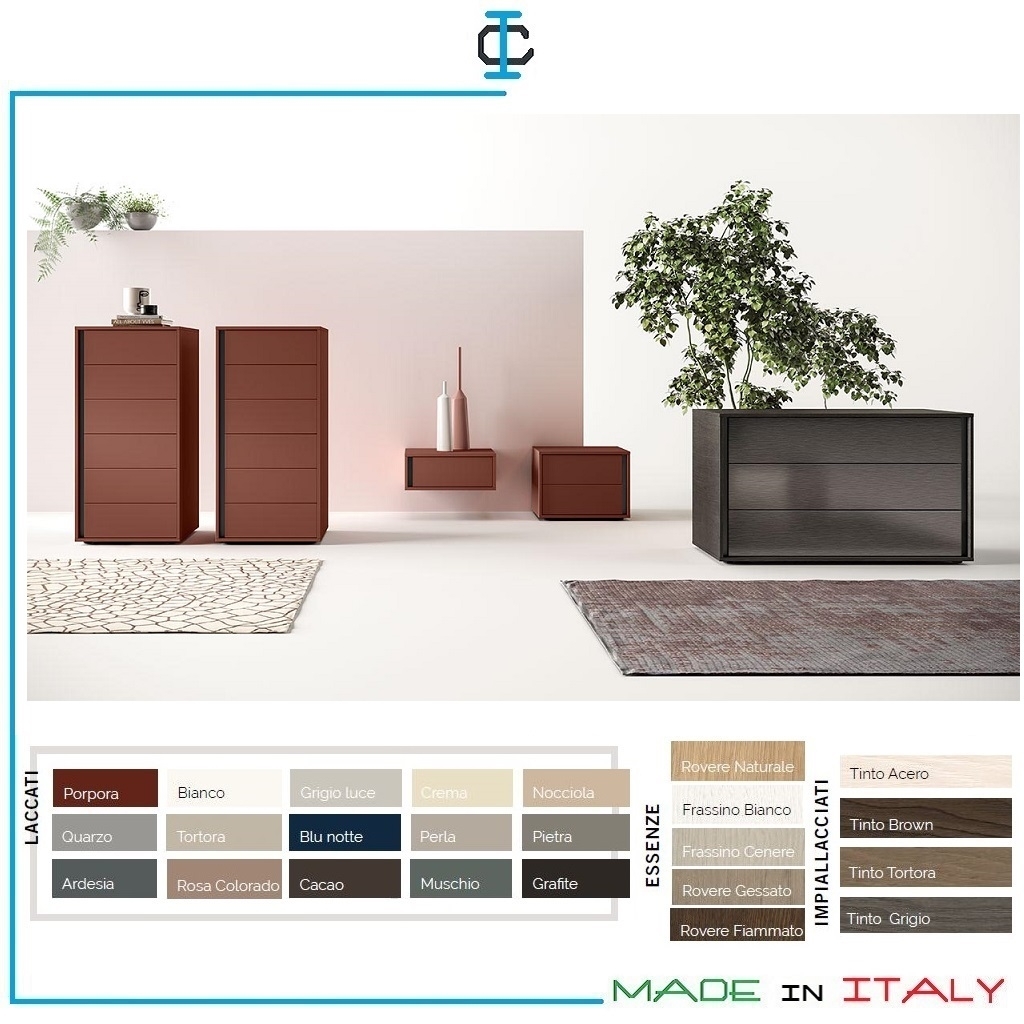 Comò Comodini Bologna Gola Laterale art.MEAGTG. Gruppi notte con finiture e tinte a scelra.